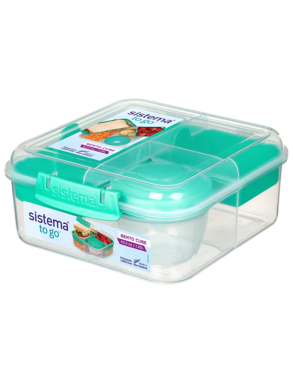 Turquoise transparent lunch box 1.25 liters with extra container ...